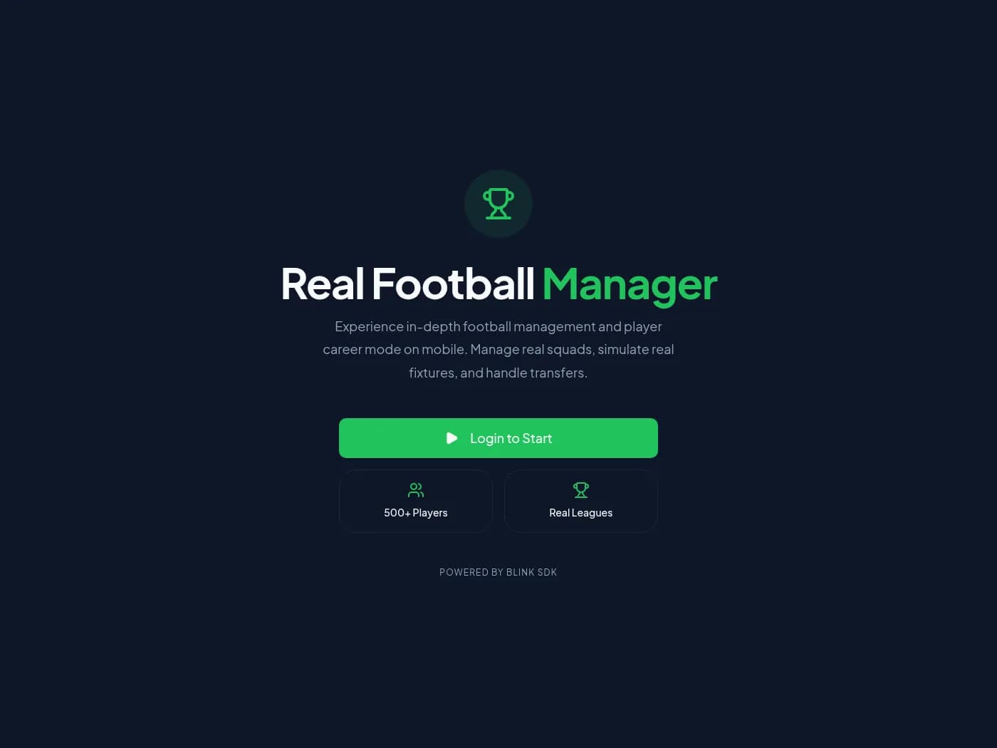 Real Football Manager App