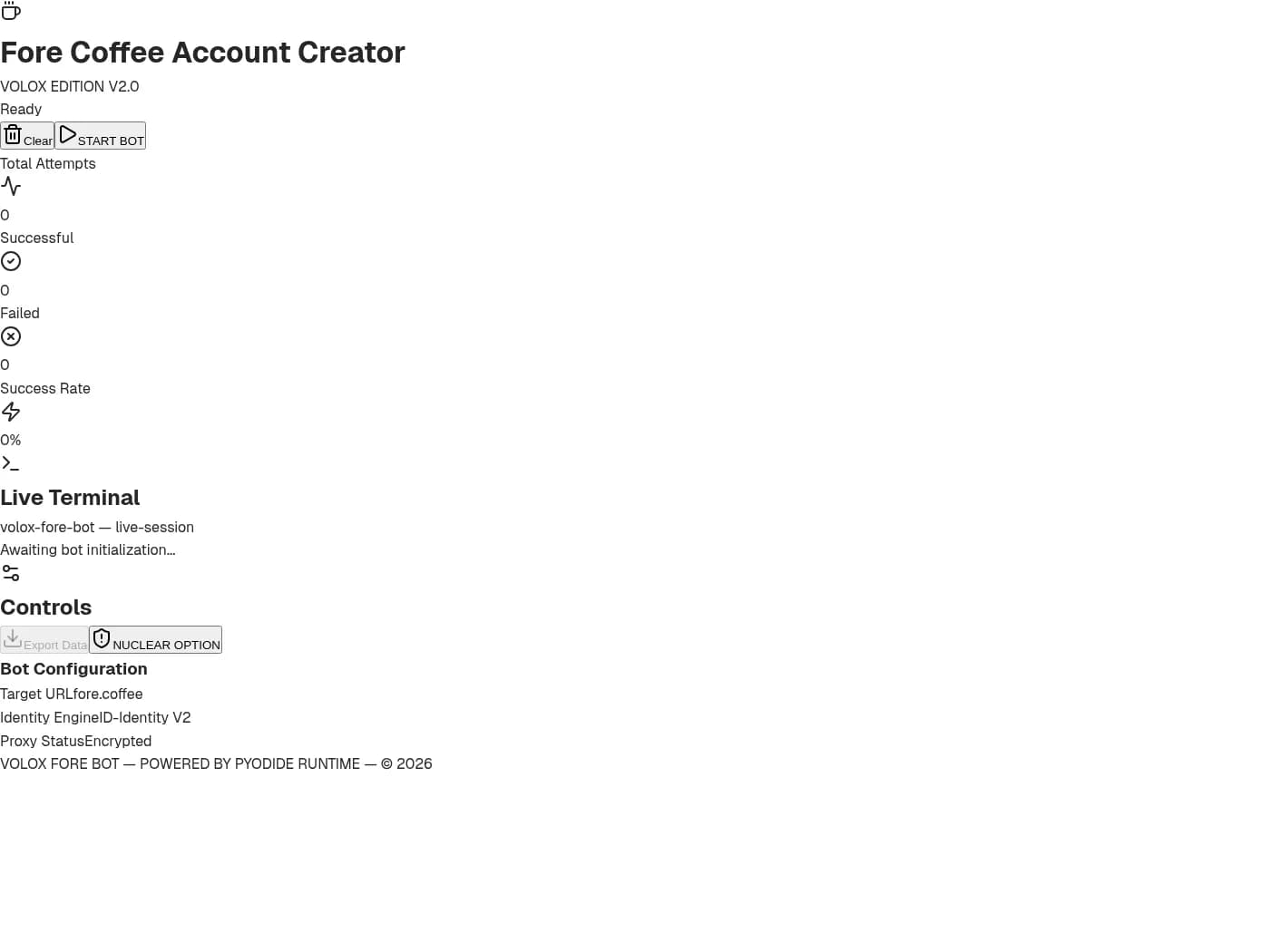 Fore Coffee Account Creator