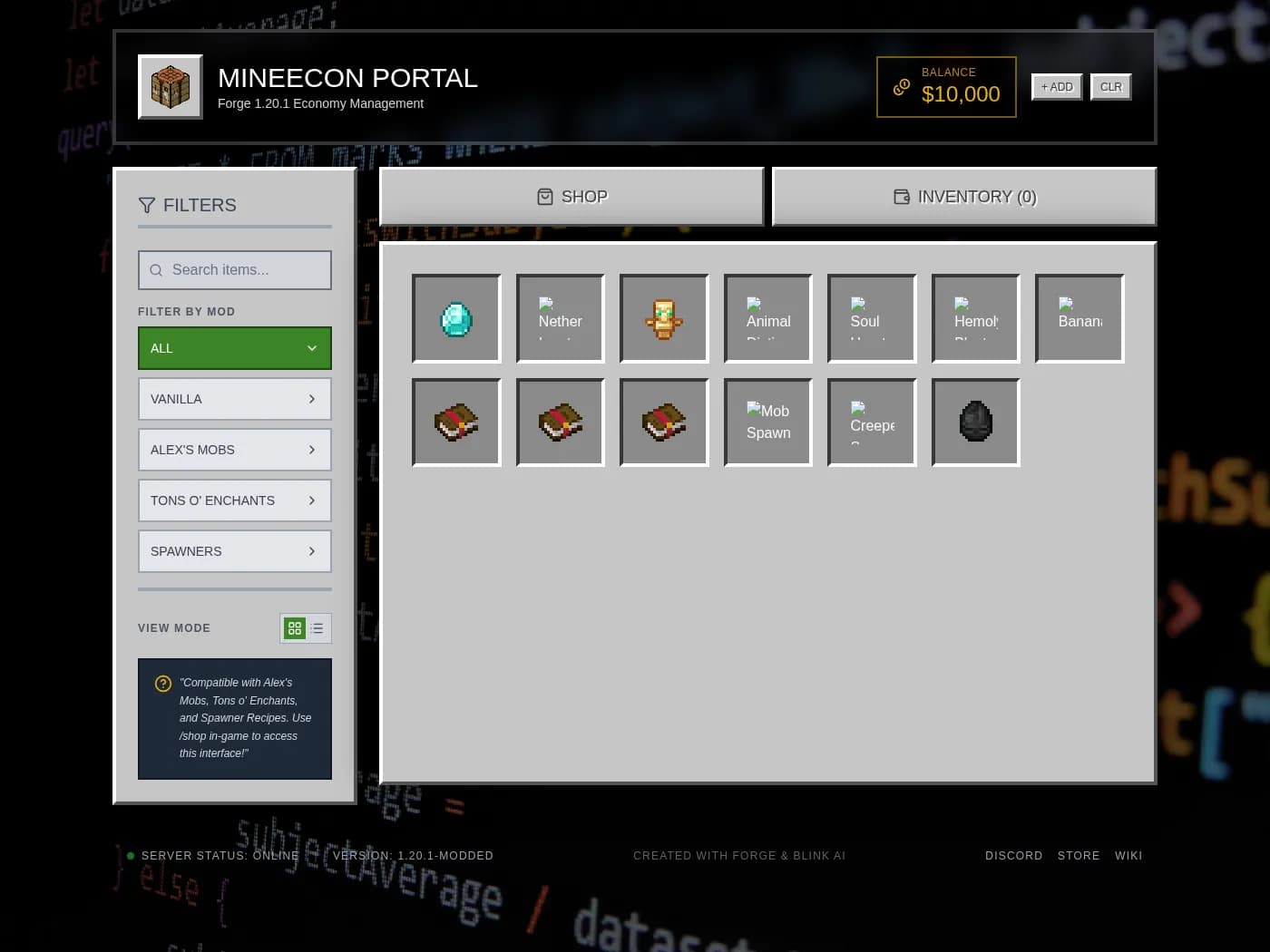 Forge Econ Shop Mod