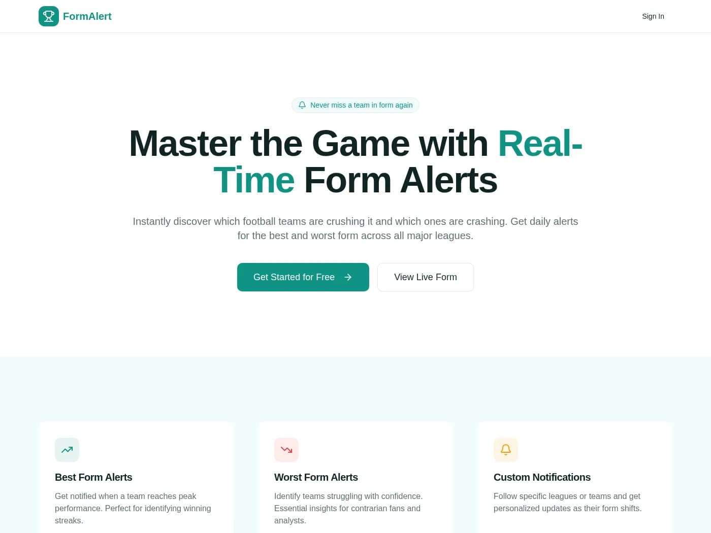 Form Alert Football App