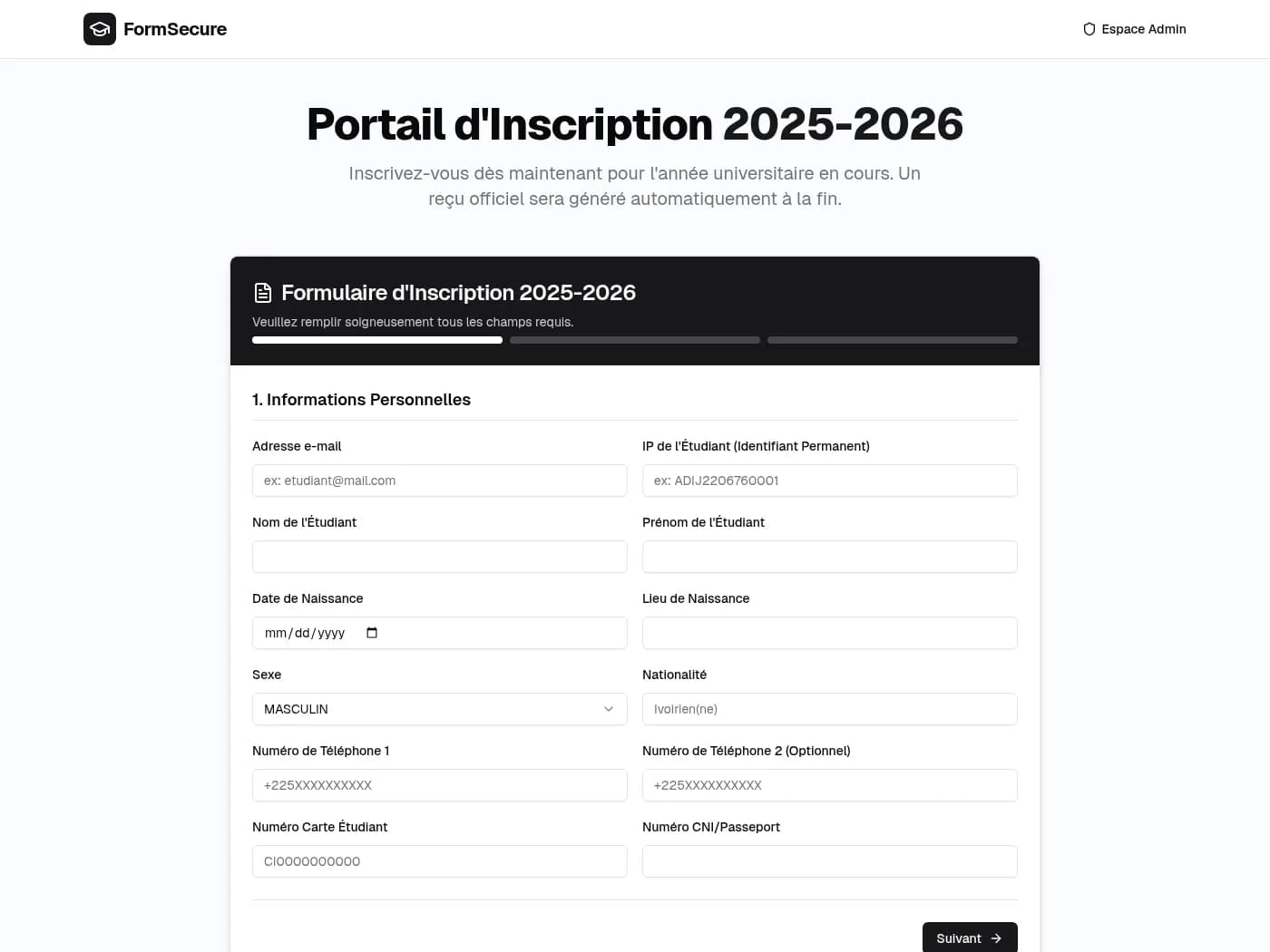 FormSecure Registration Portal