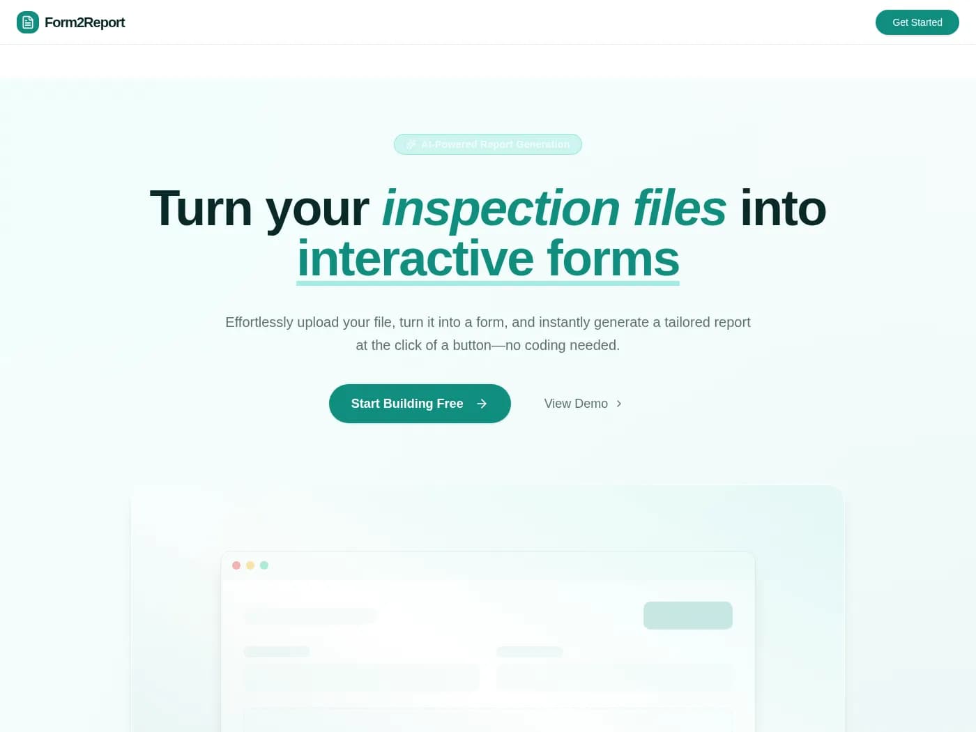 Form2Report Website