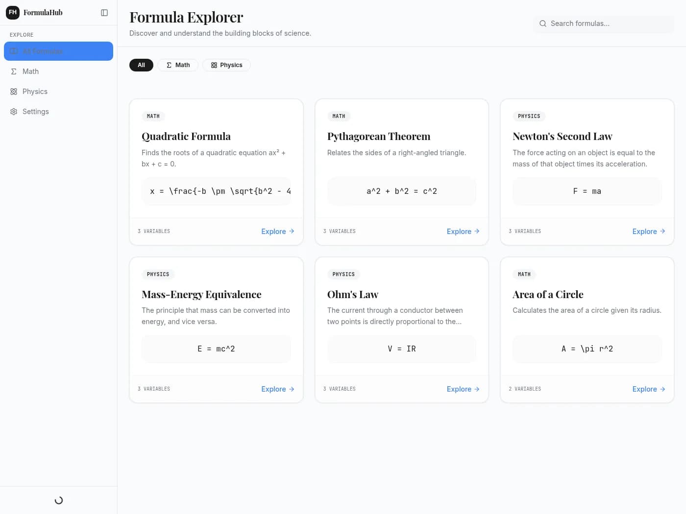 Formula Explainer Hub