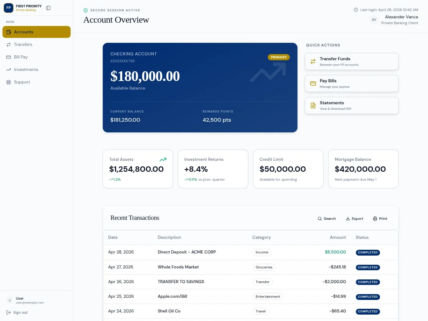 First Priority Bank Clone