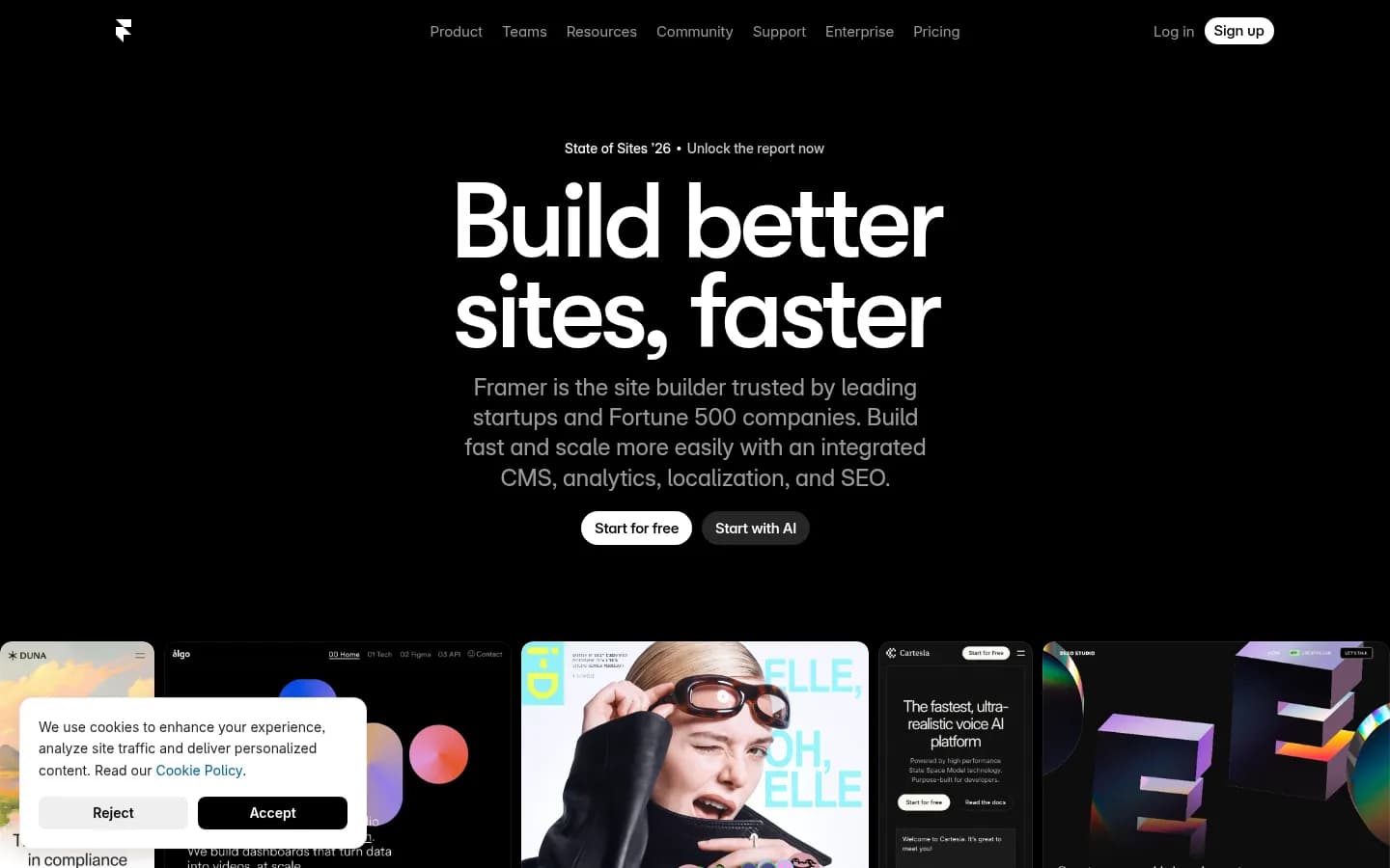 Framer landing page