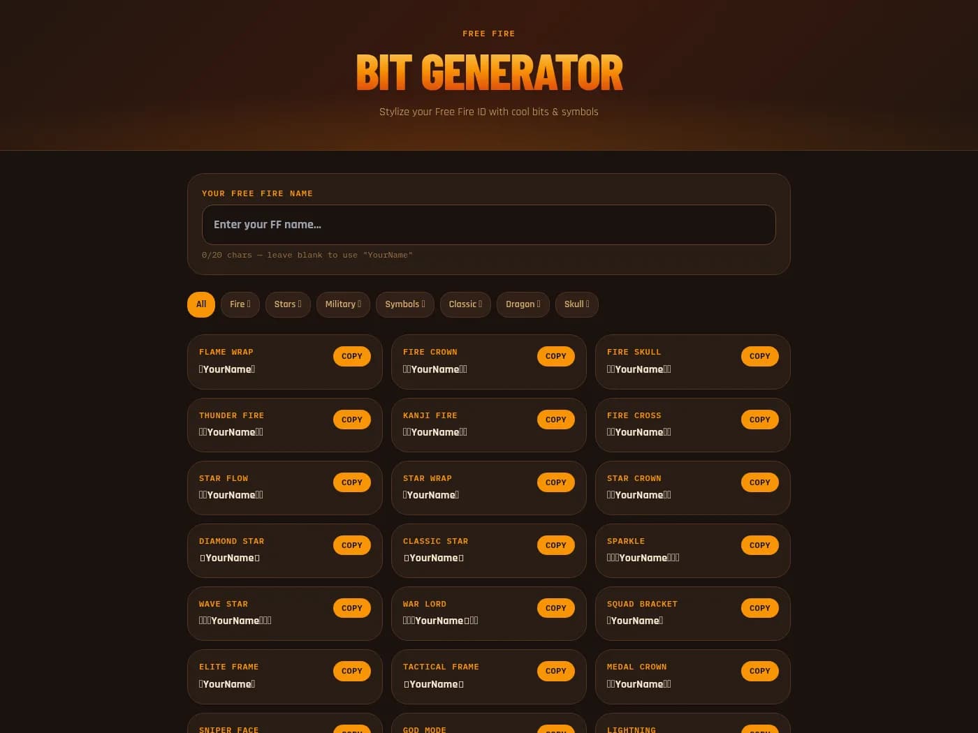 Free Fire Bit Generator