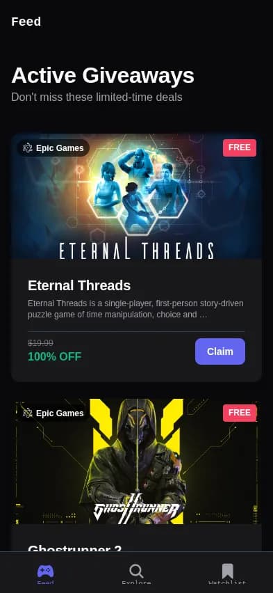Free Game Deals App