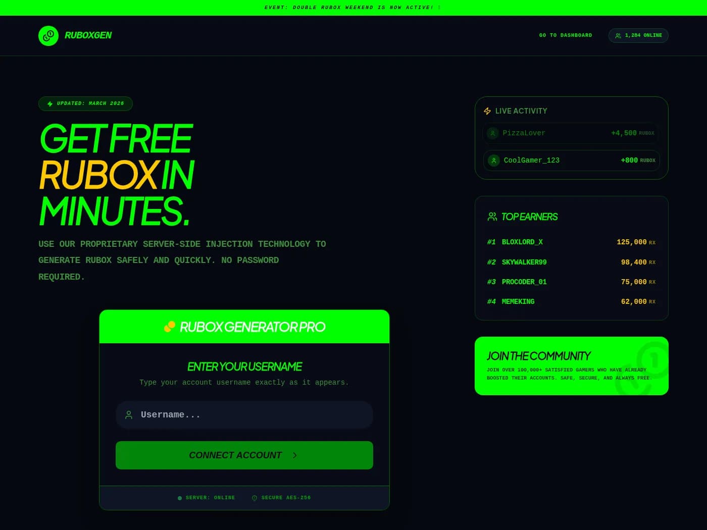 Free Rubox Generator