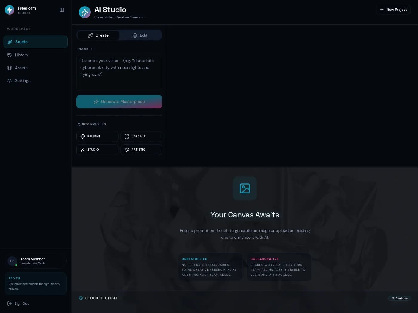 FreeForm AI Image Studio