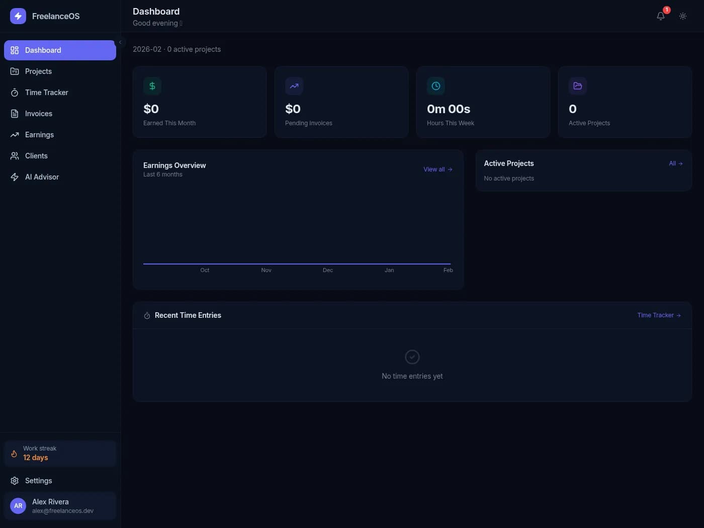 FreelanceOS Dashboard