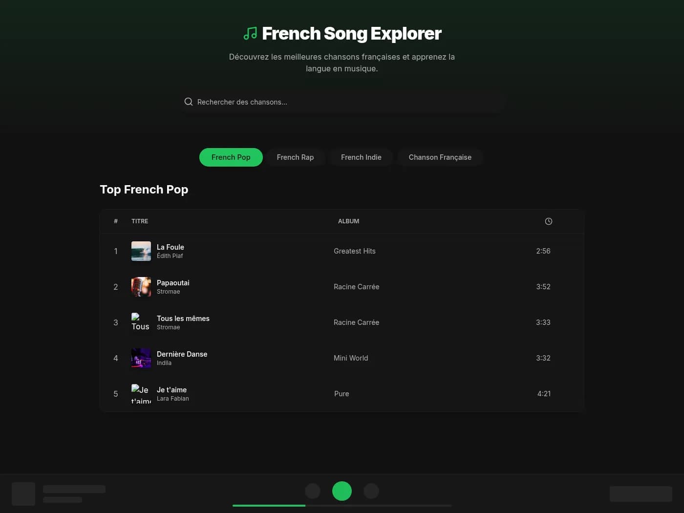 French Song Explorer