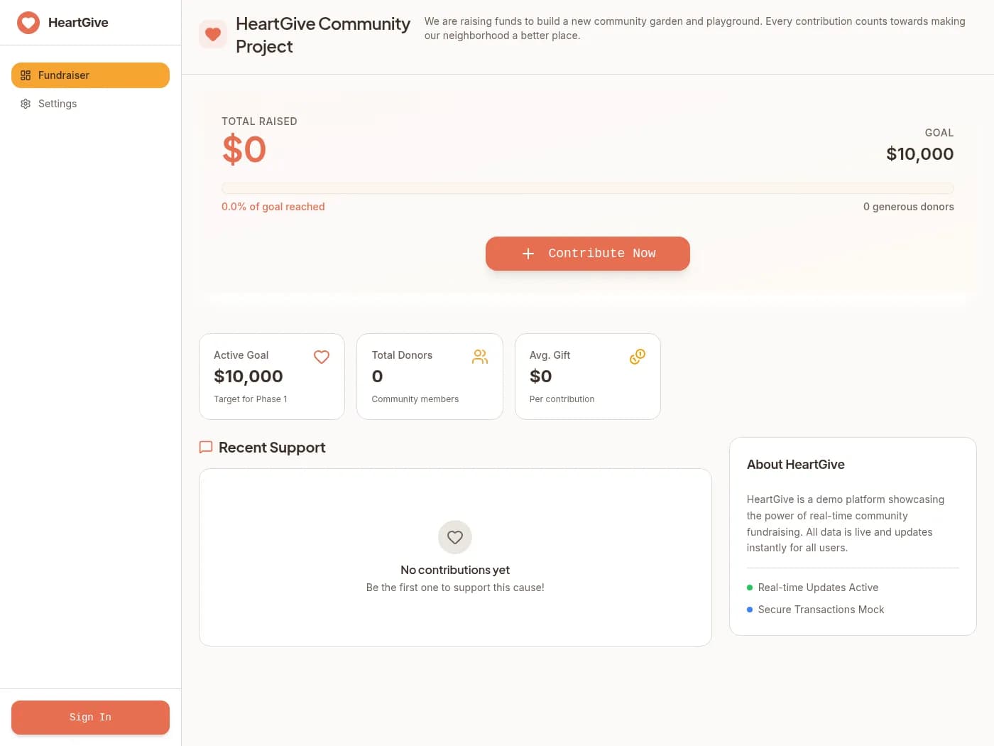 Demo Fundraiser App