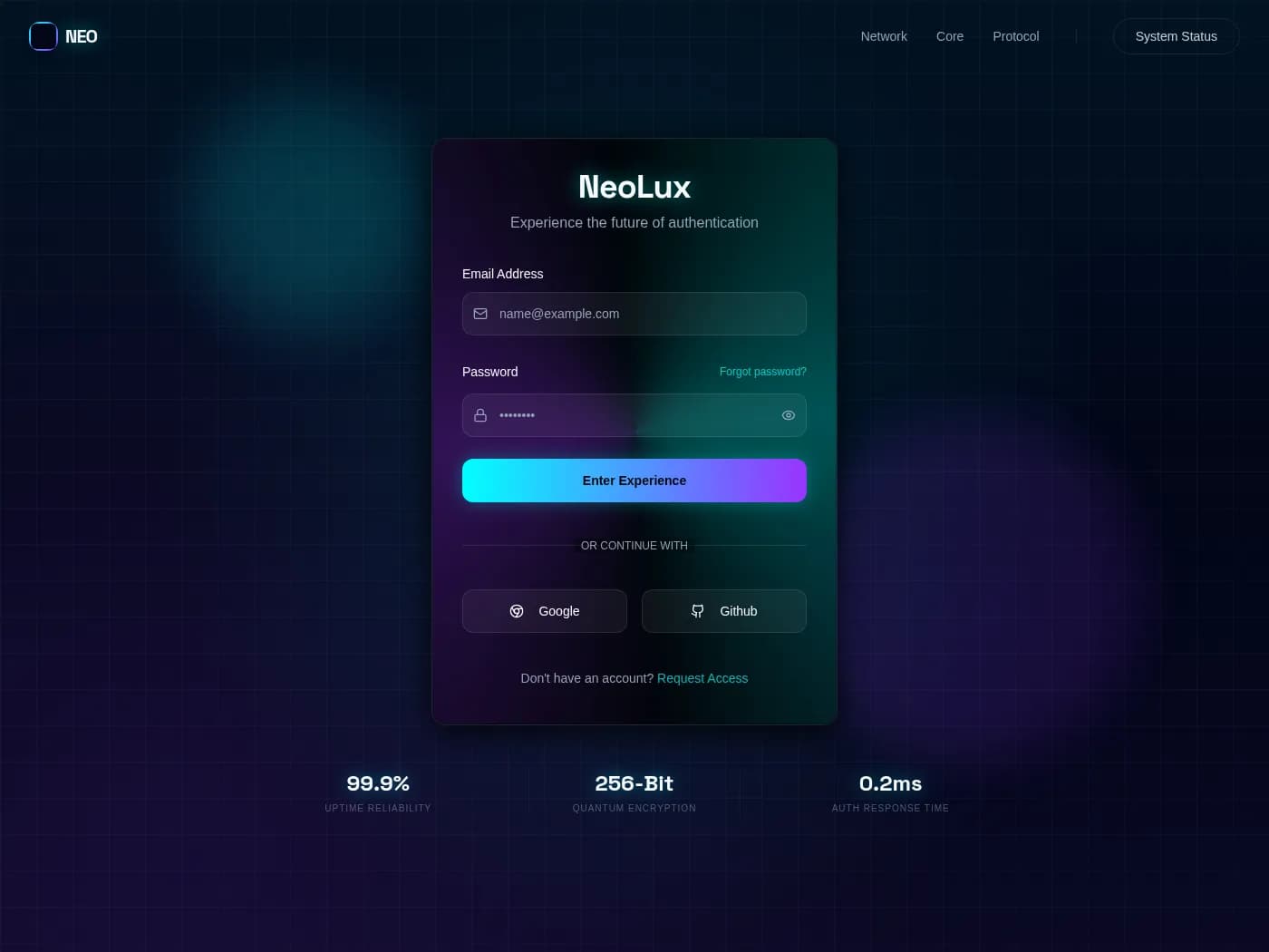 NeoLux Login Experience