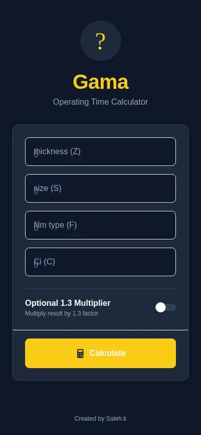 Gama Device Calculator