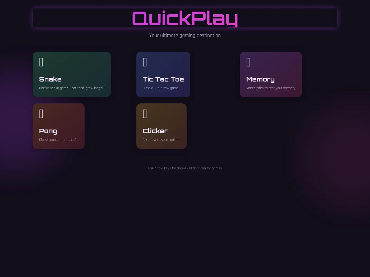 QuickPlay Game Hub