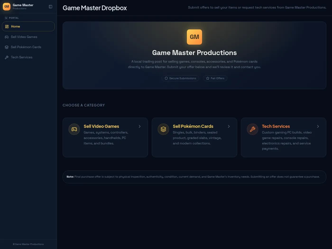 Game Master Portal