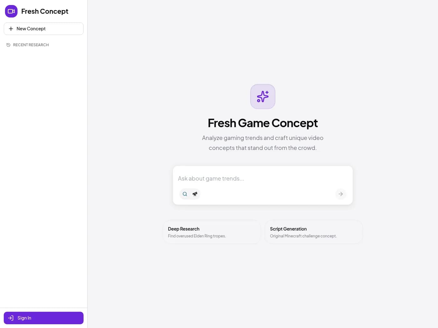 Fresh Game Video Concept