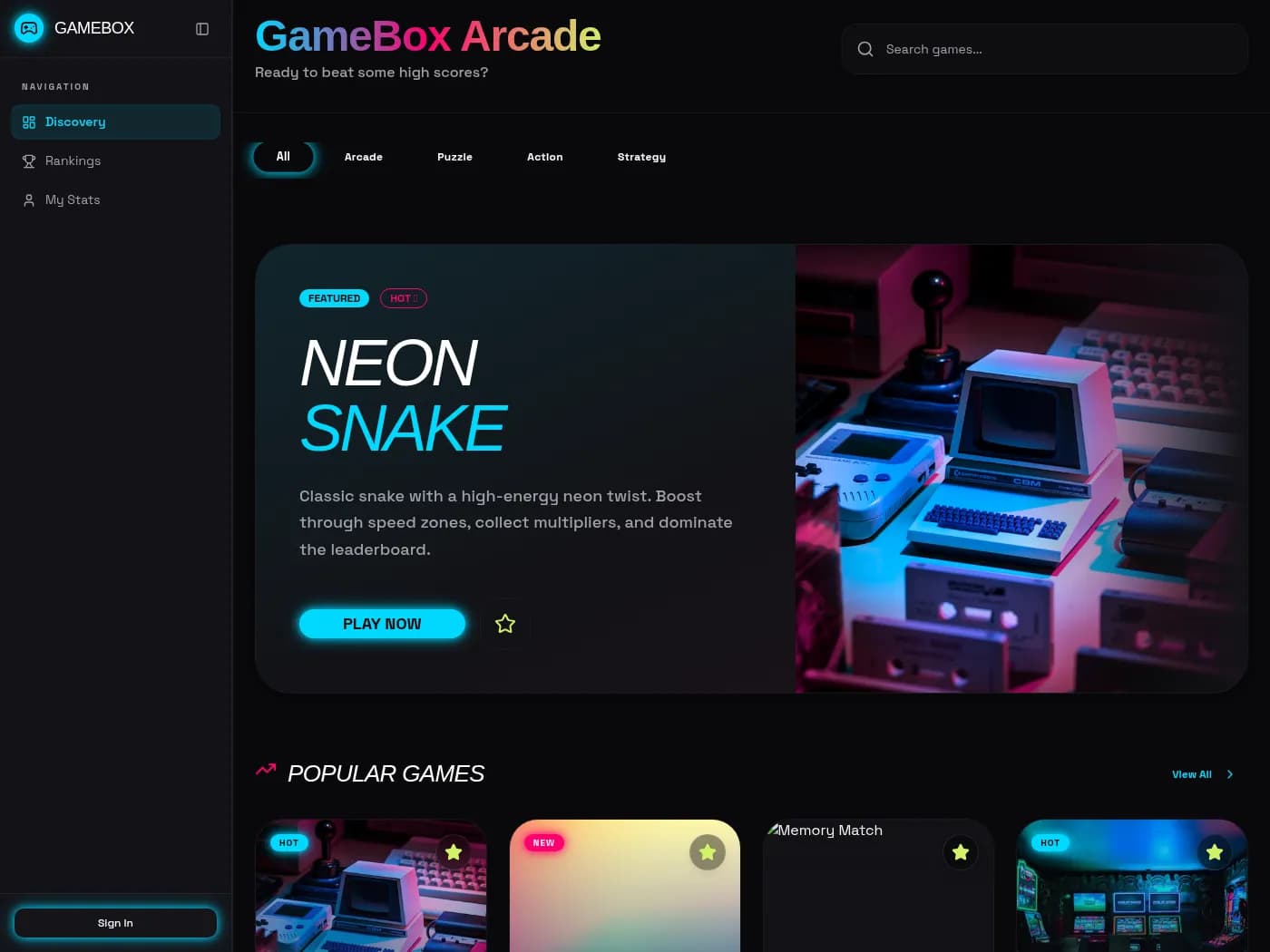 GameBox Web Arcade