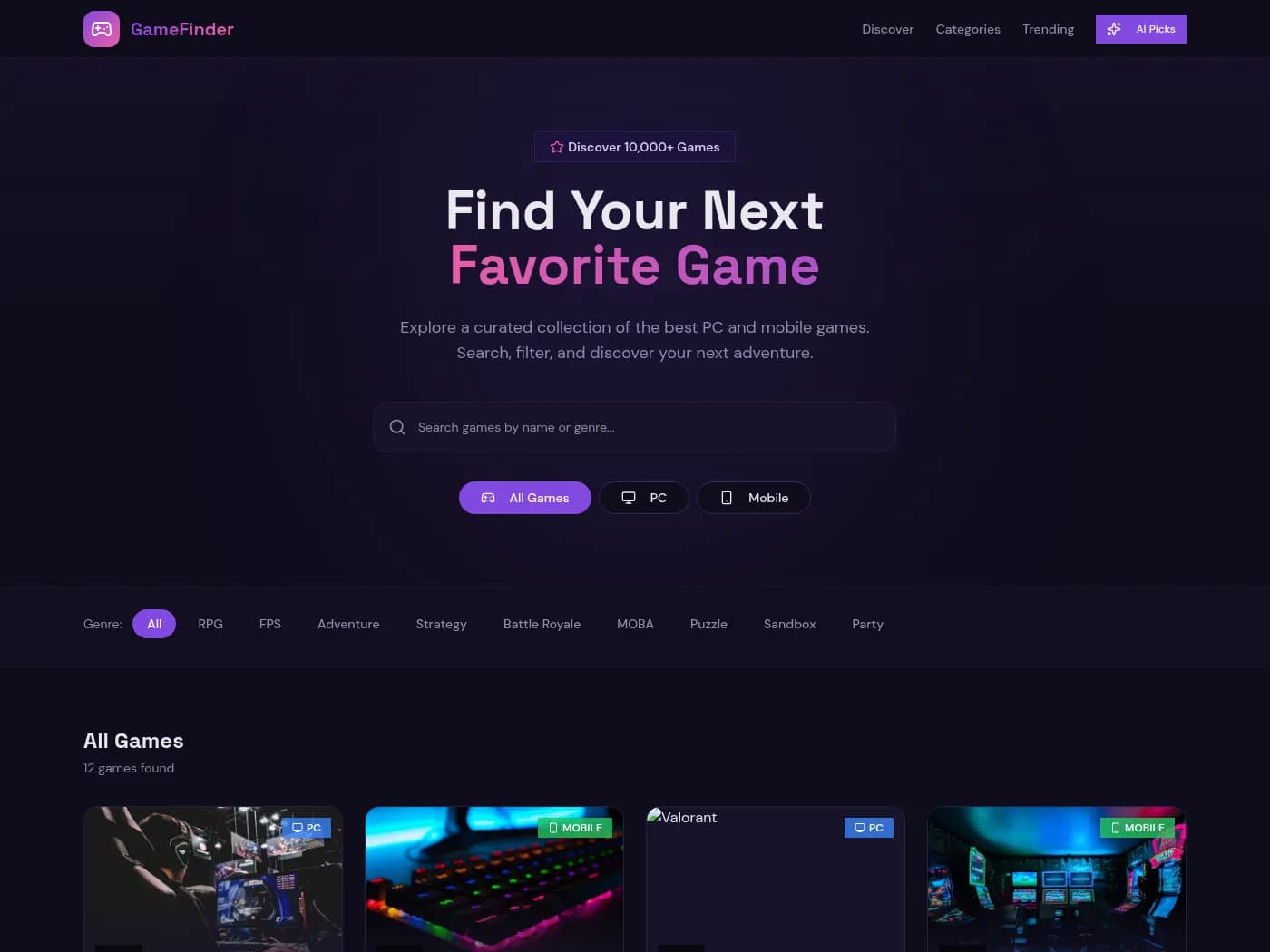 GameFinder Hub