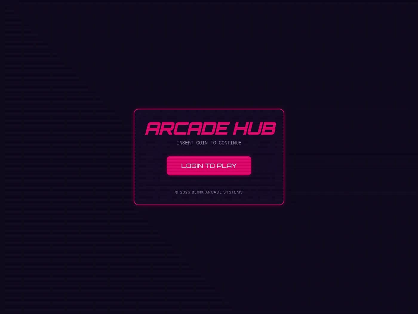 GameHub Login Arcade