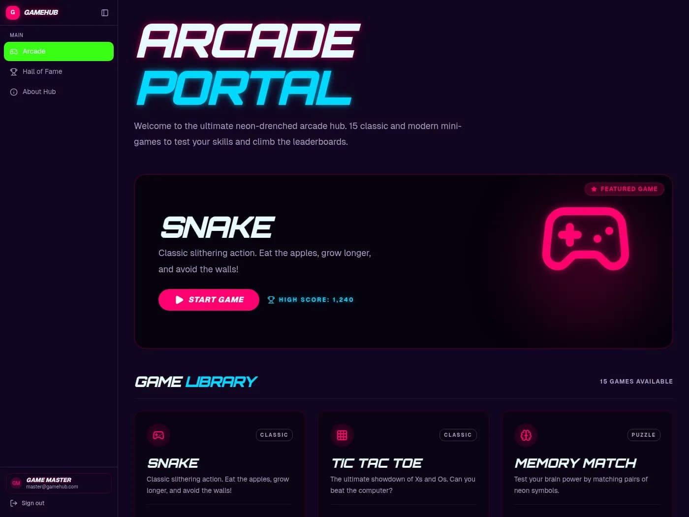GameHub Arcade Portal