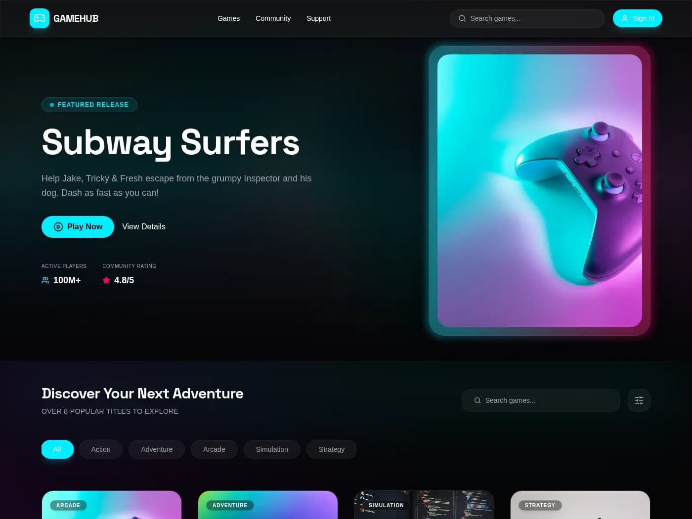 GameHub Web Portal