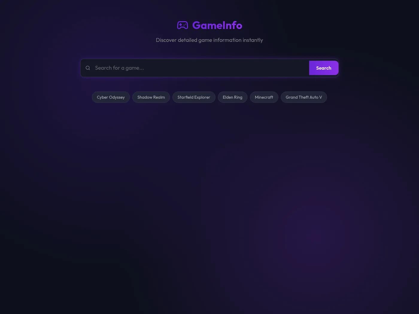 GameInfo Search Bar