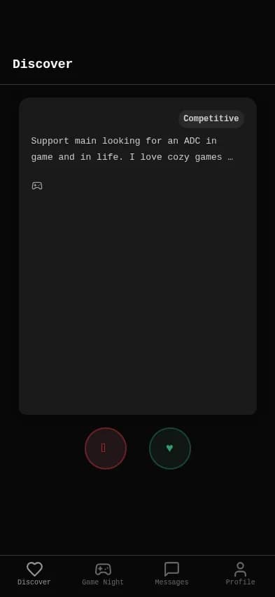 GameMatch Dating App