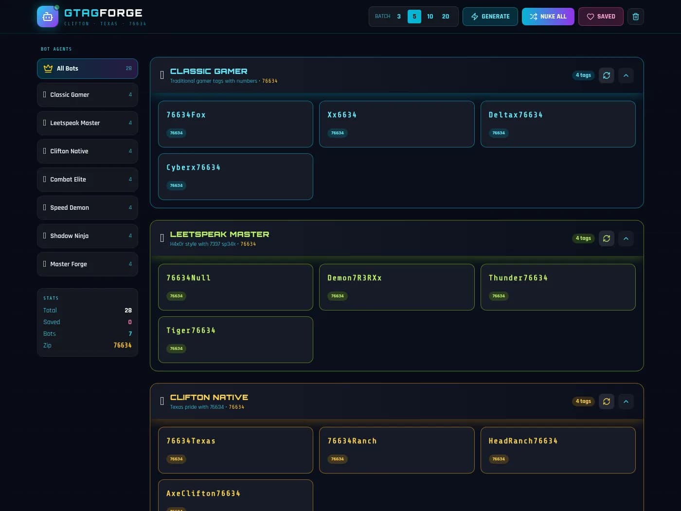Gamer Tag Bot Forge