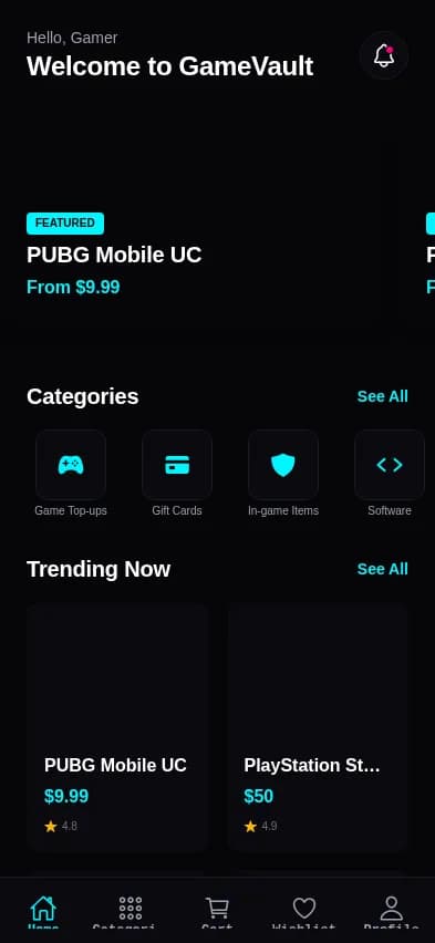 GameVault Mobile Store
