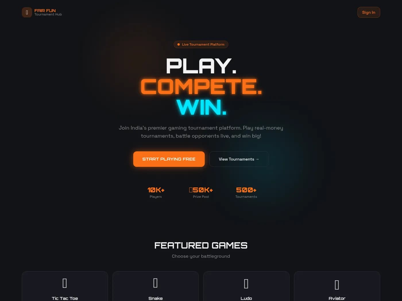 Fair Fun Tournament Hub