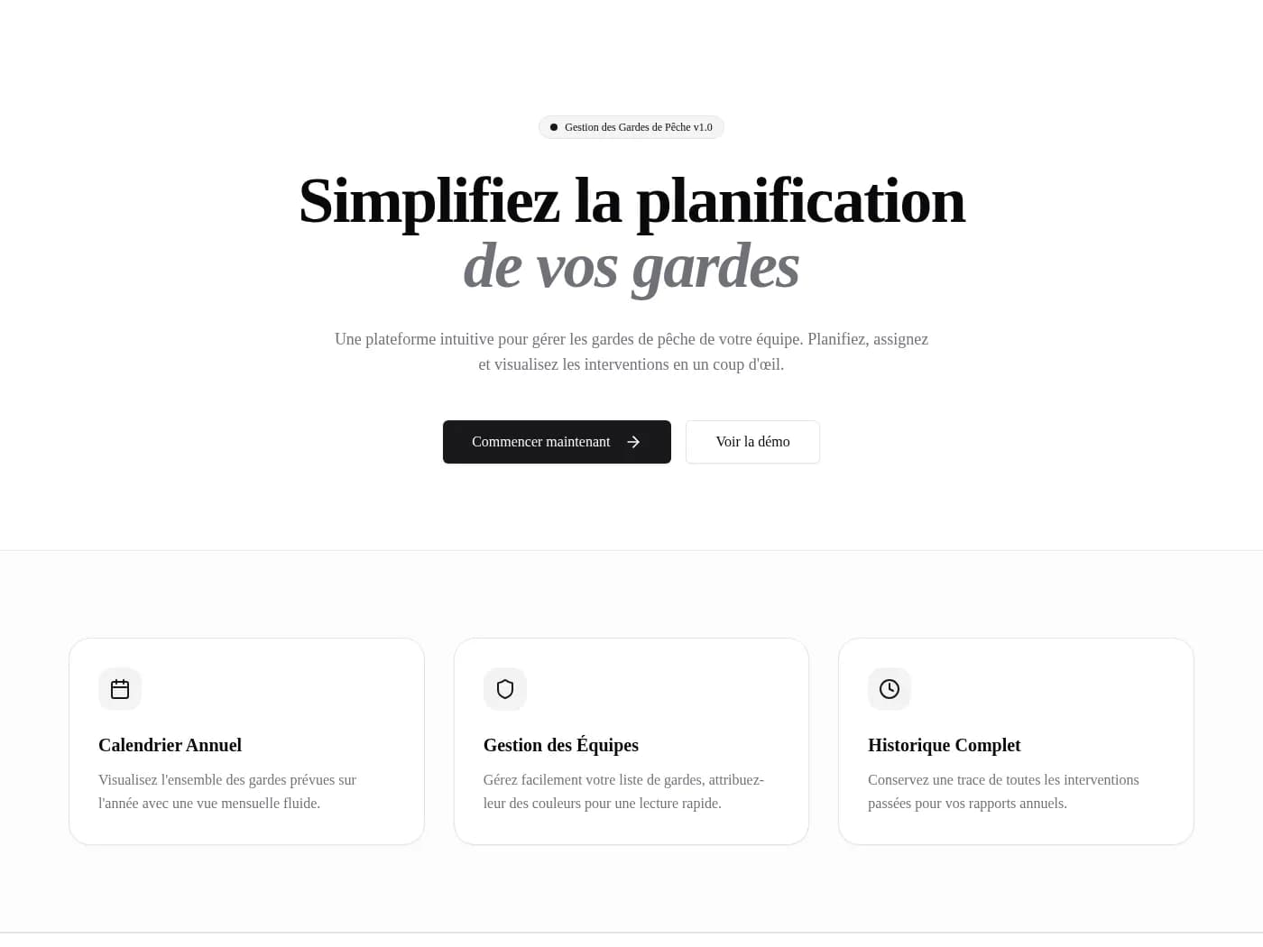Garde Pêche Planner