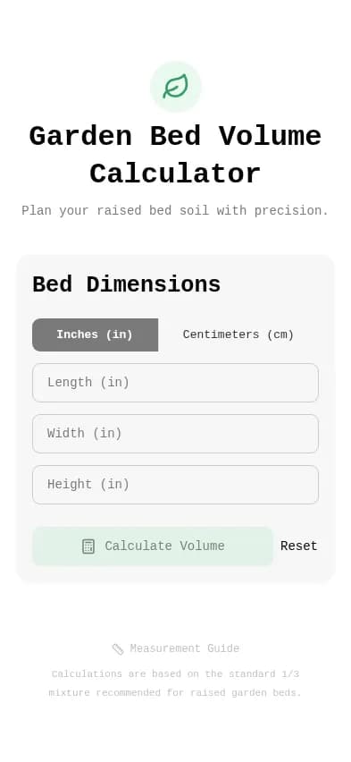 Garden Bed Volume Calculator