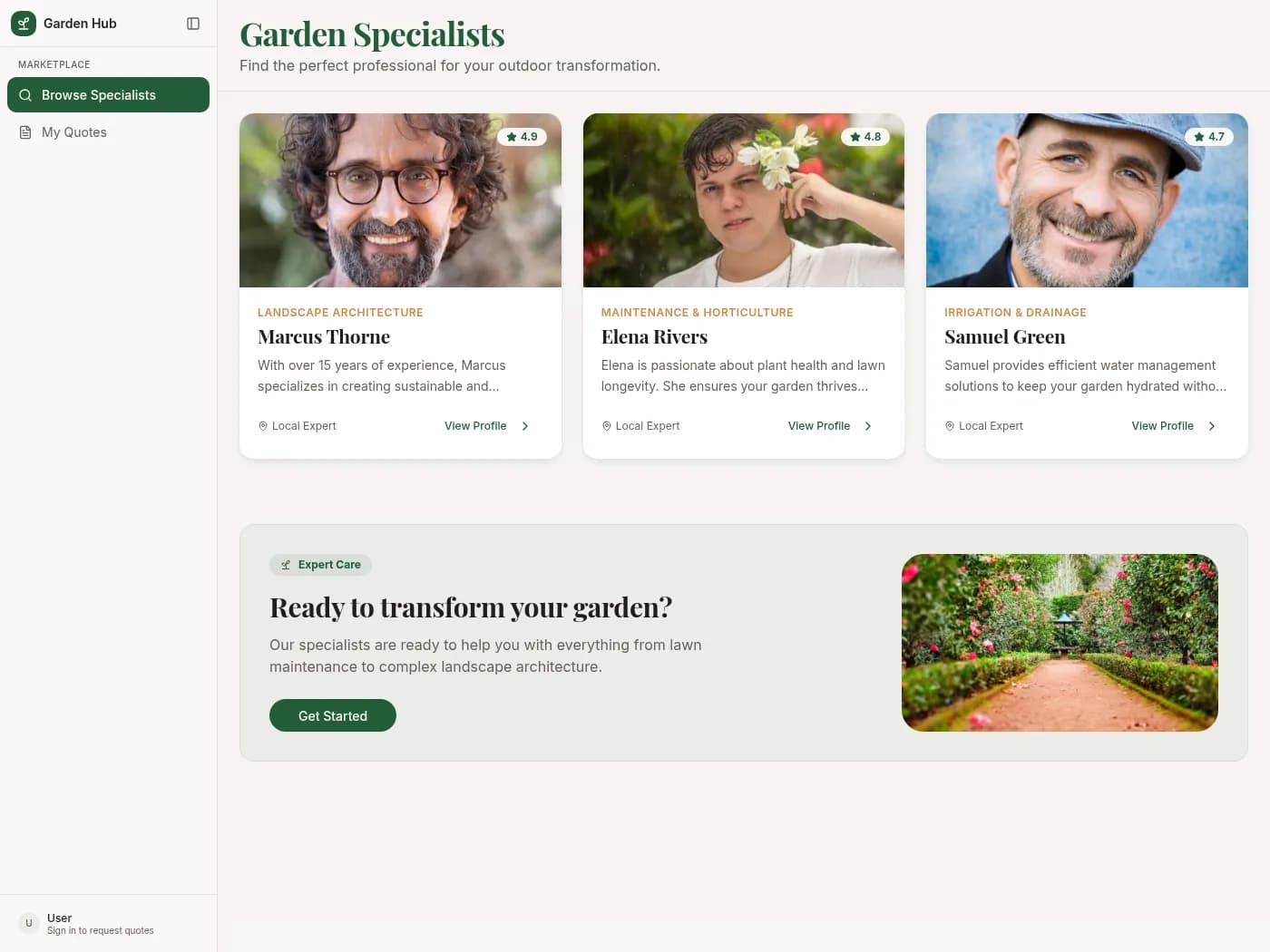 Garden Services Hub