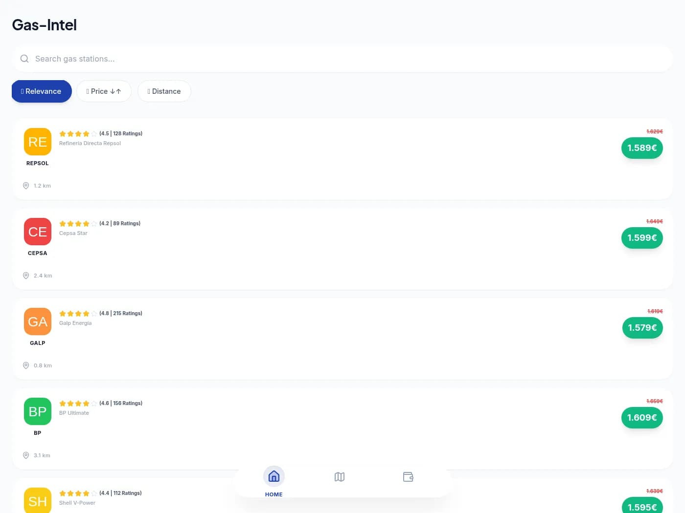 Gas-Intel Mobile UI