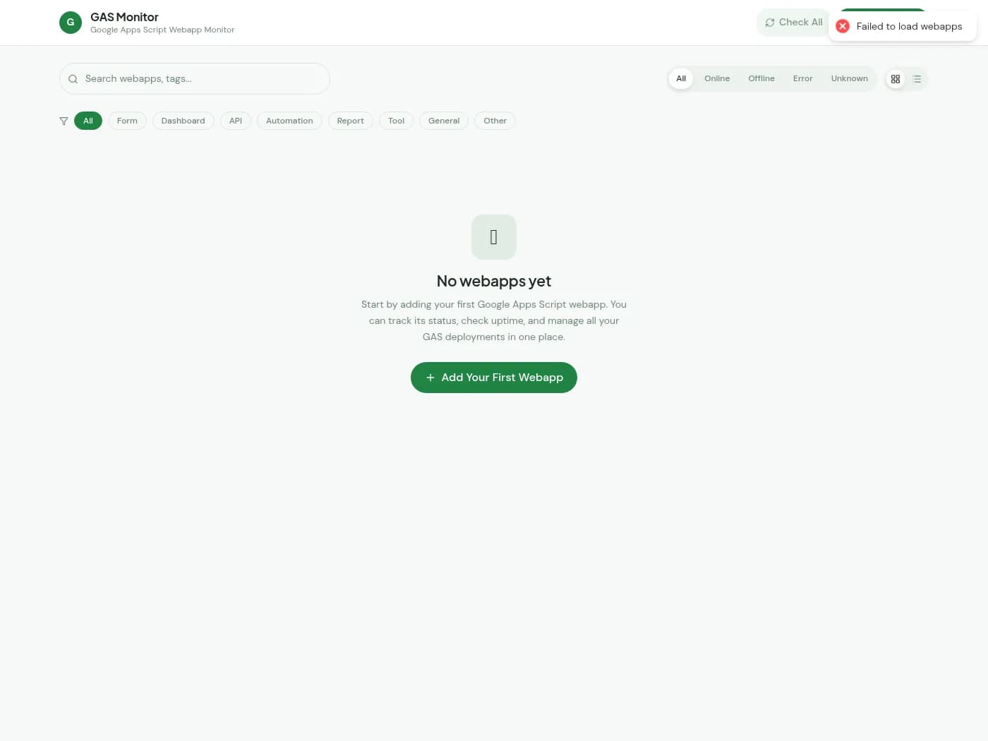 GAS Webapp Monitor