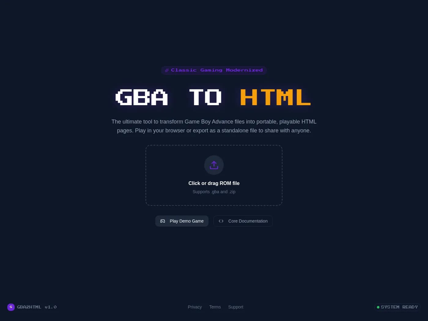GBA to HTML Player