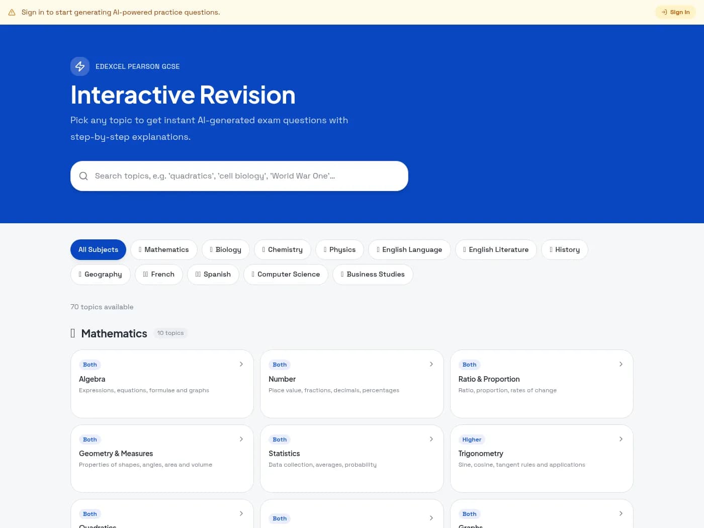 GCSE Interactive Practice