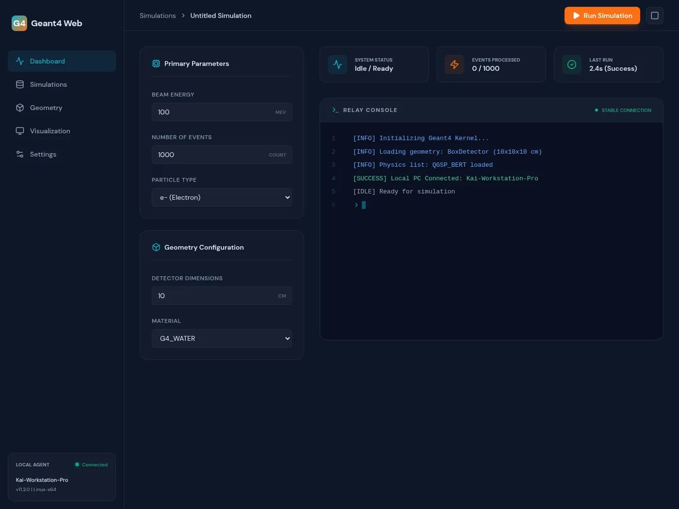 Geant4 Web Runner