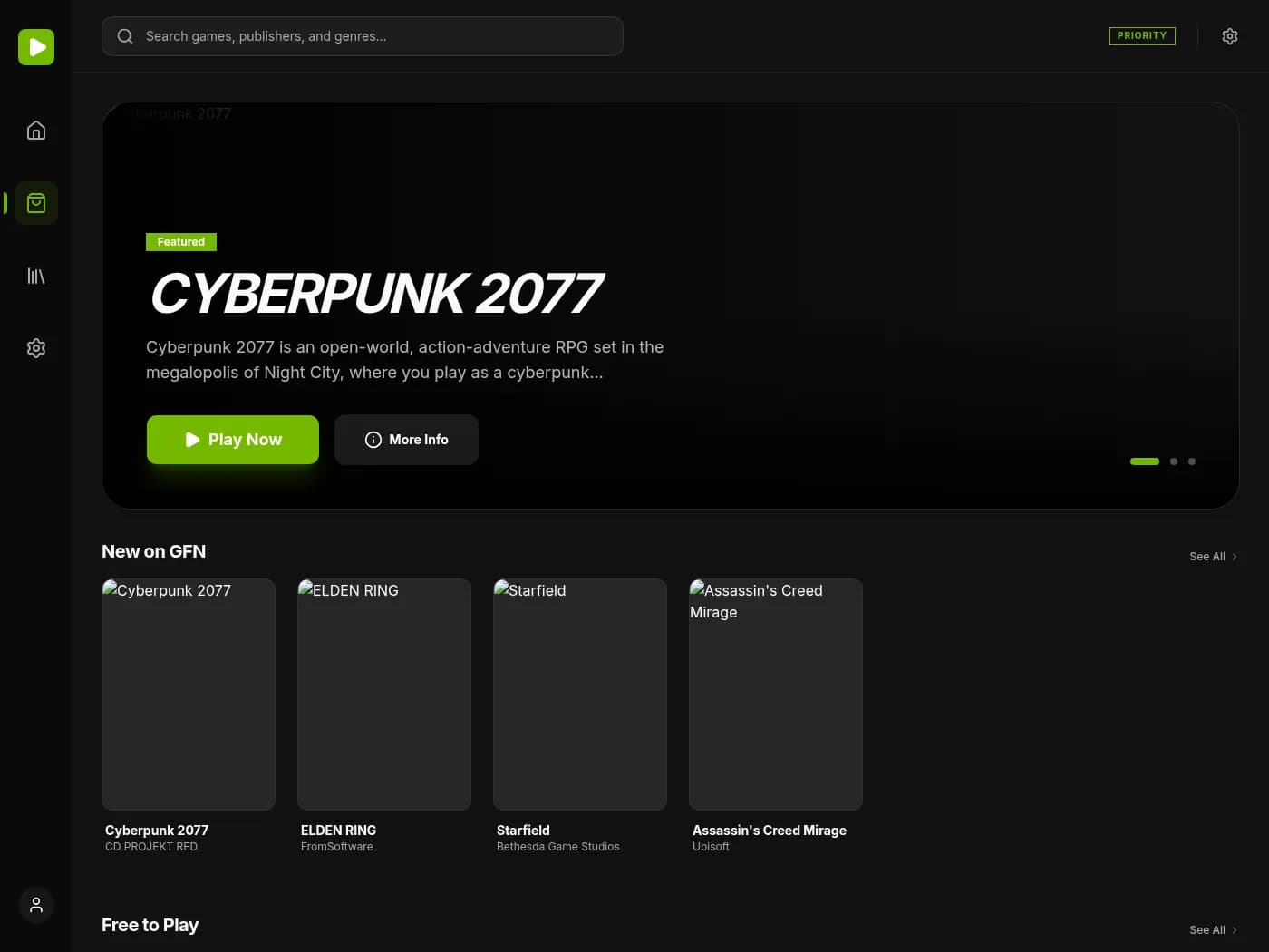 GeForce Now Mall Clone