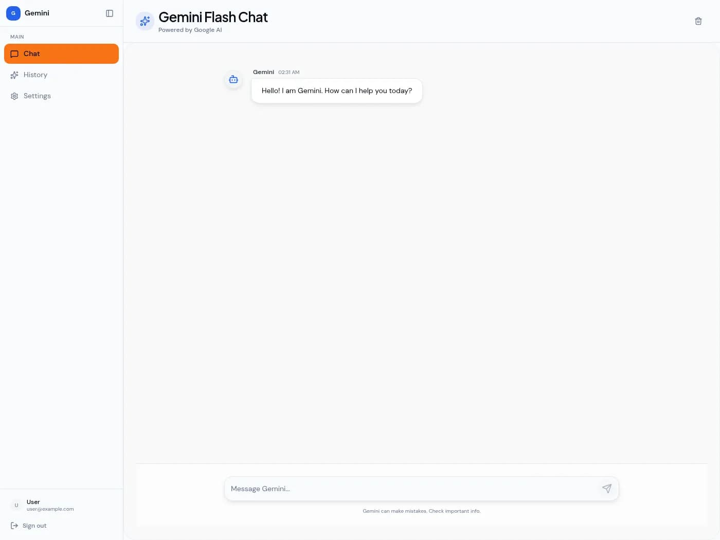 Gemini Flash Chat