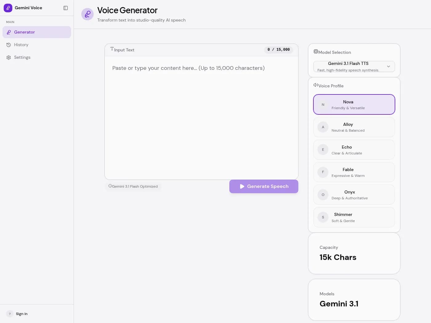 Gemini Voice Generator