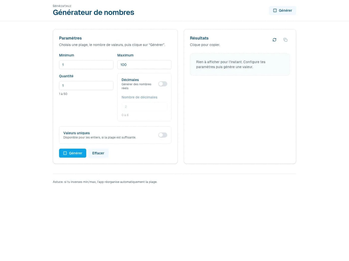Générateur de Nombres