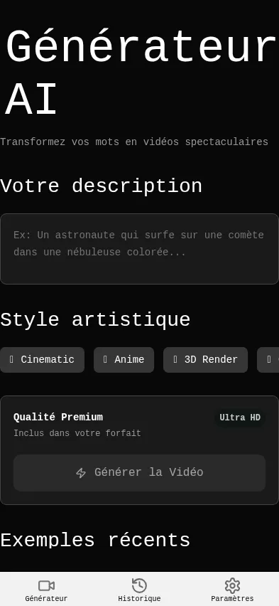 Générateur de Vidéo Mobile