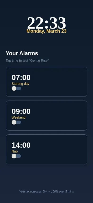 Gentle Rise Alarm