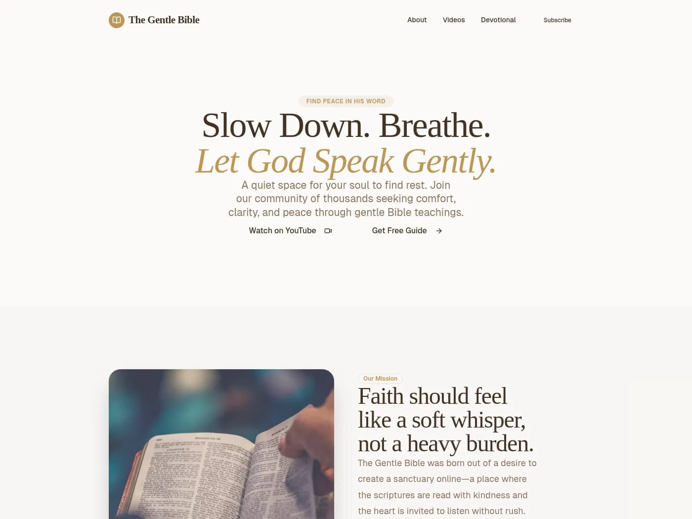 Gentle Bible Landing