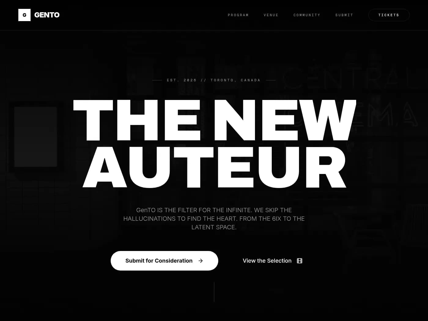 GenTO AI Film Fest Site