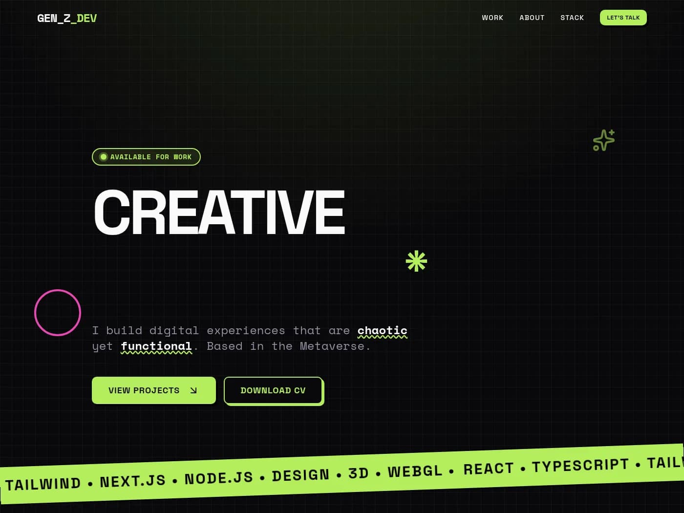 Gen Z Portfolio Page