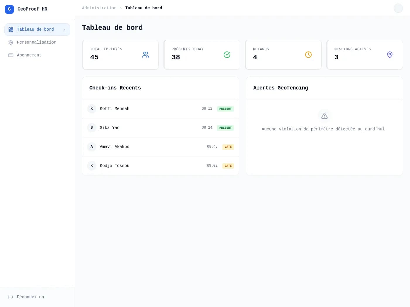 Geo HR Check-in Clone