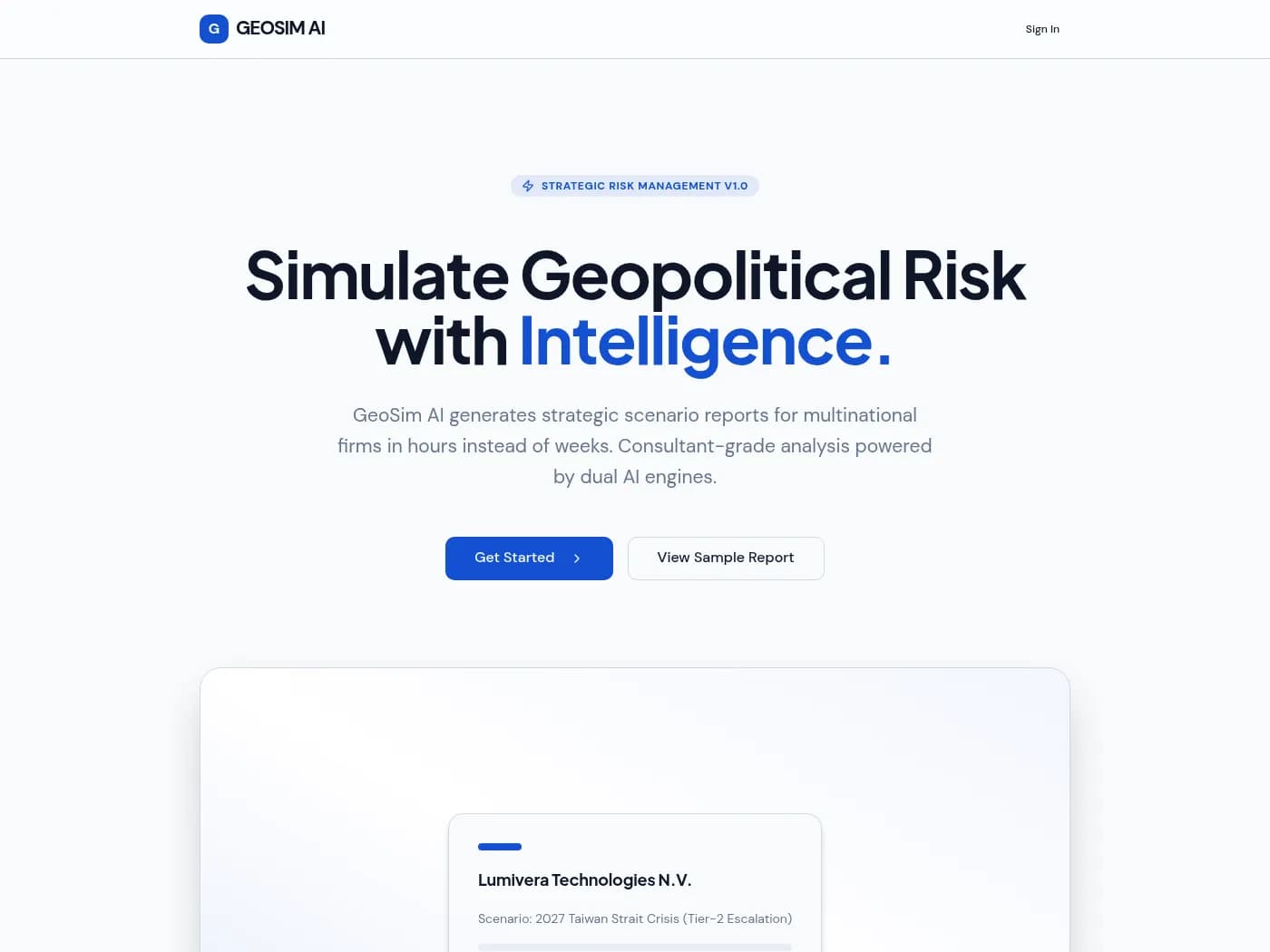GeoSim AI Scenario Tool